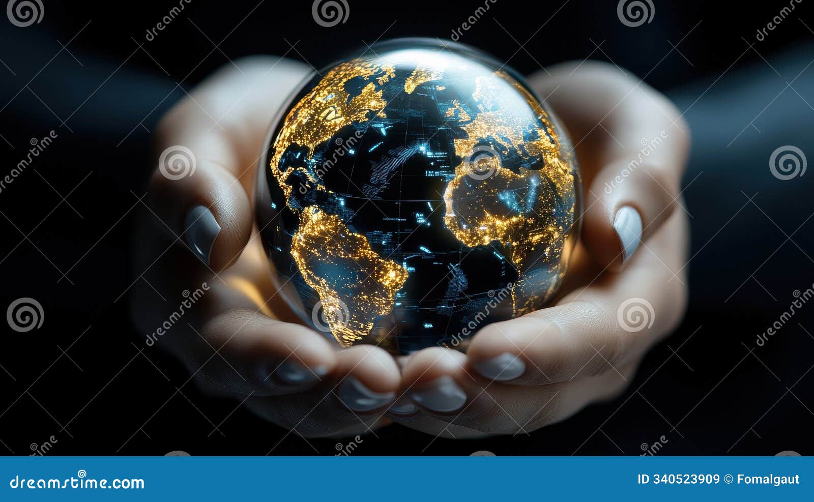 Glass Model of the Globe in Human Hands. the Growth of High ...