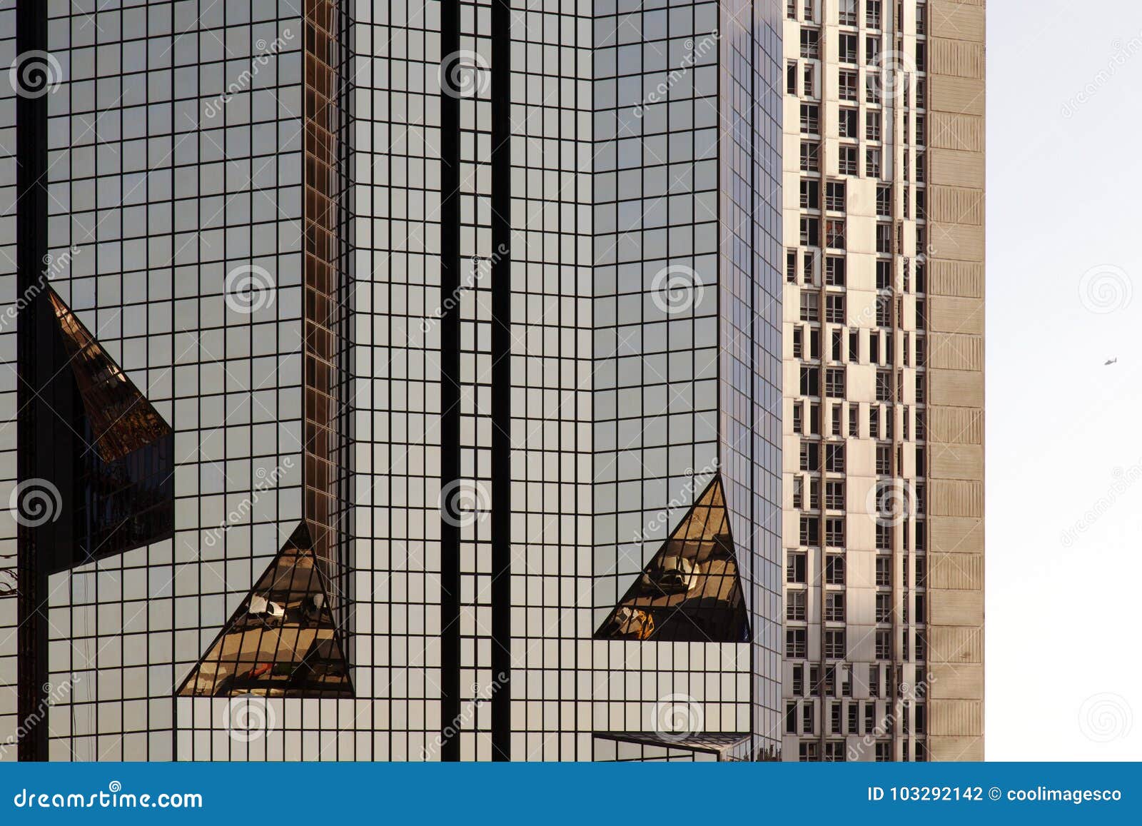 A Glass Modern Building with Geometric Angles and Reflection Stock ...