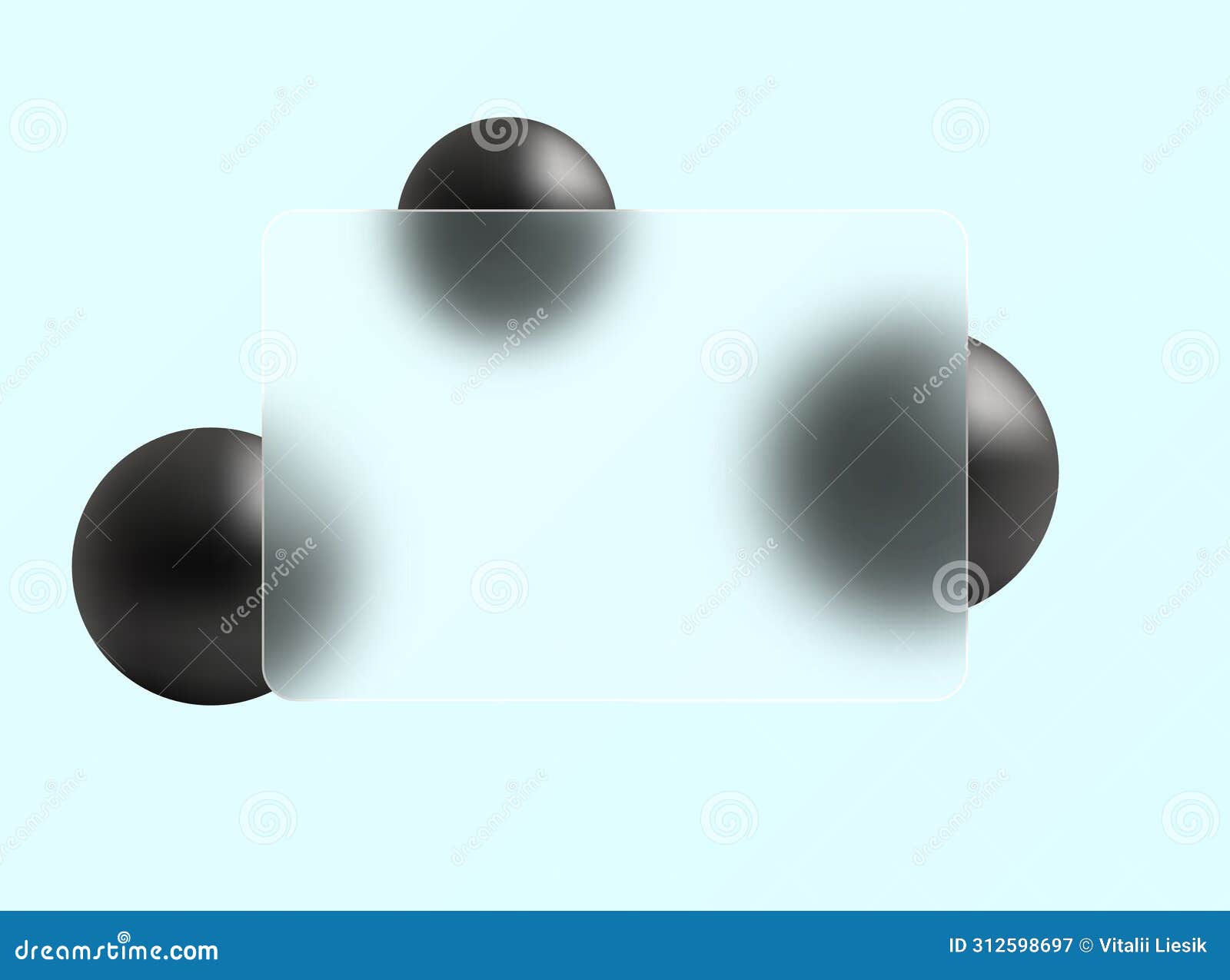 Glass Morphism Design, 3d Black Spheres and Rectangular Glass ...