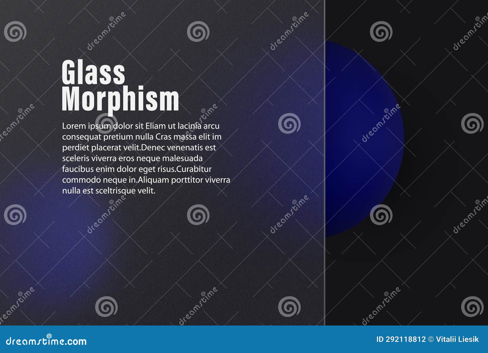 Glass Morphism Effect. Dark Blue Gradient Circles on a Dark Background ...