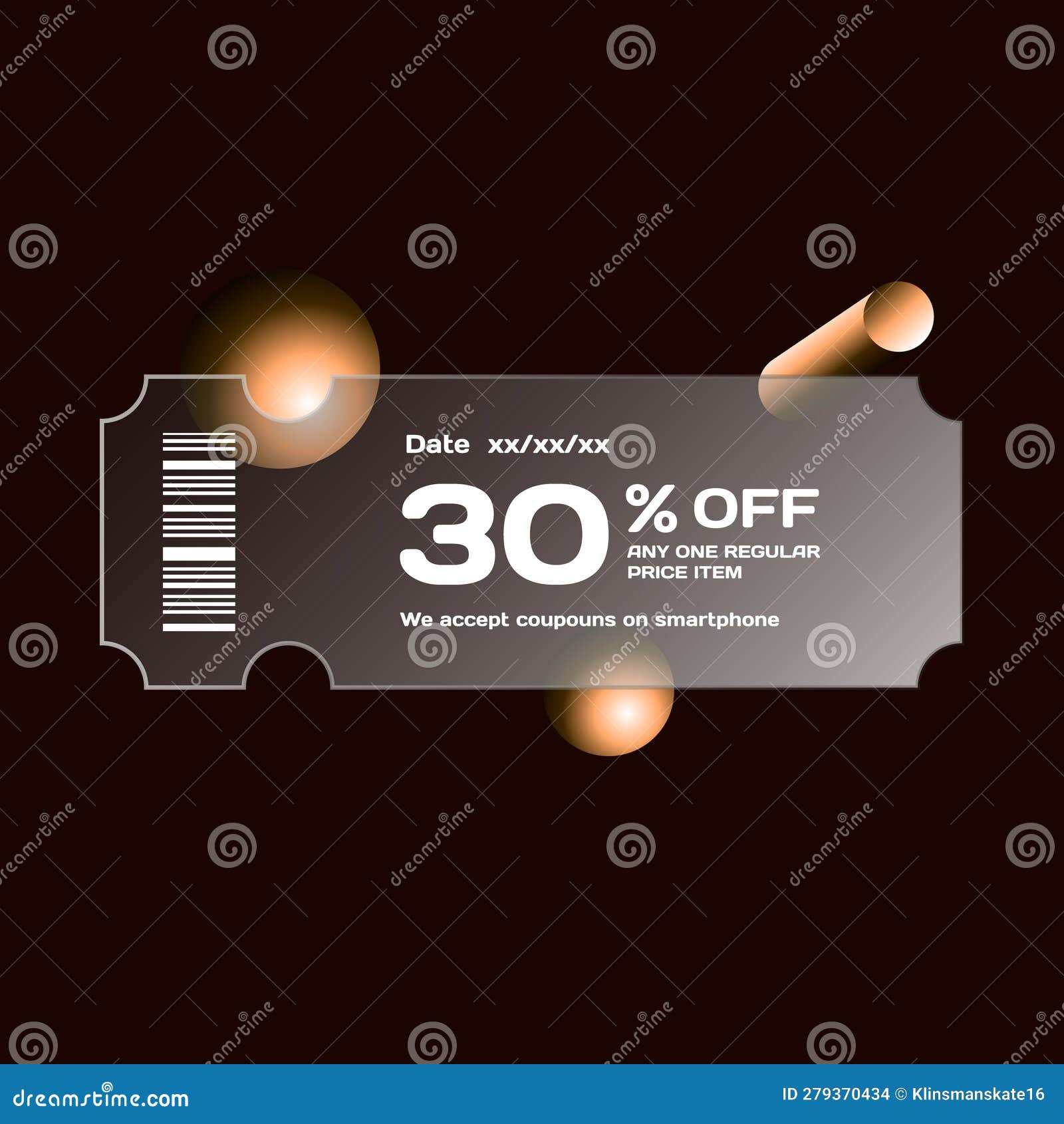 Glass Morphism Effect Discount Coupon Illustration Stock Vector ...