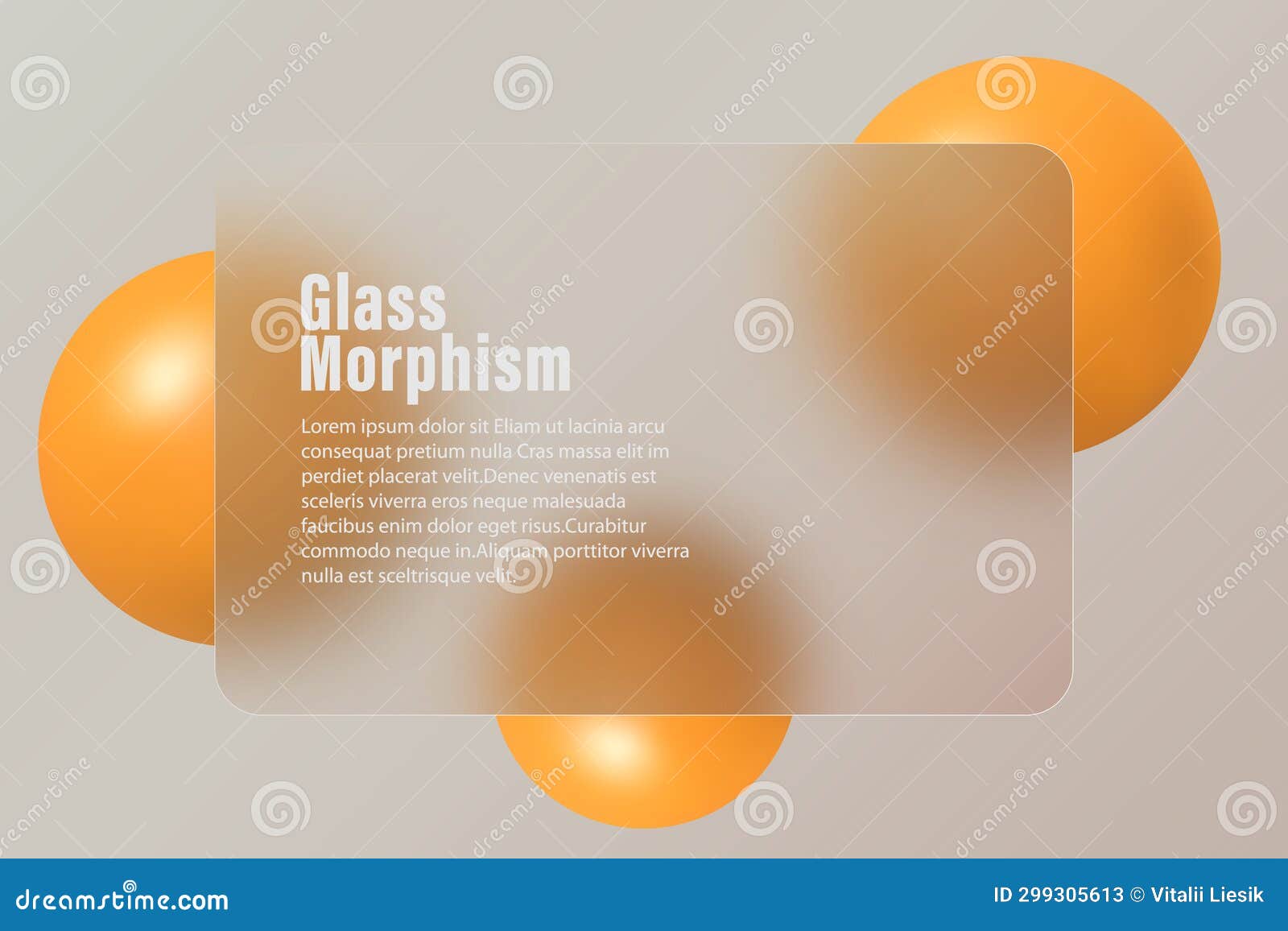 Glass Morphism Landing Page with Rectangular Frame. Vector Illustration ...