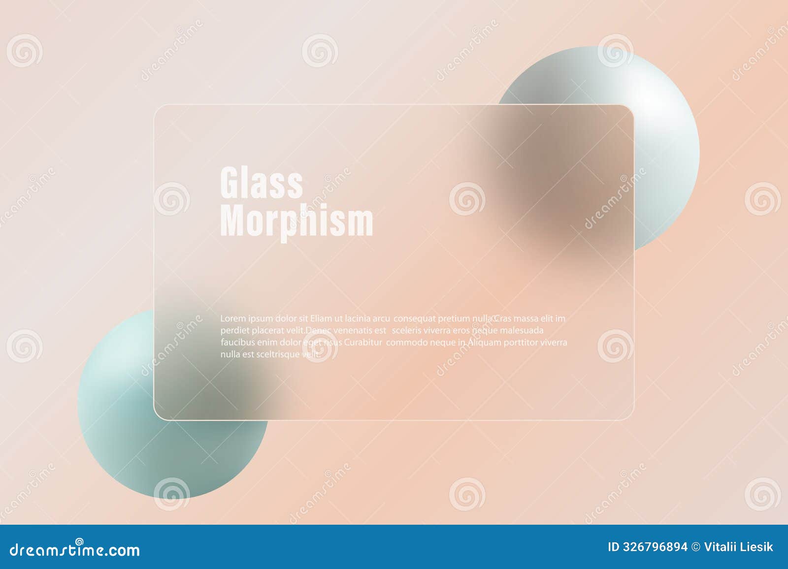 Glass Morphism Style Map Concept with Floating Spheres. Frosted Glass ...