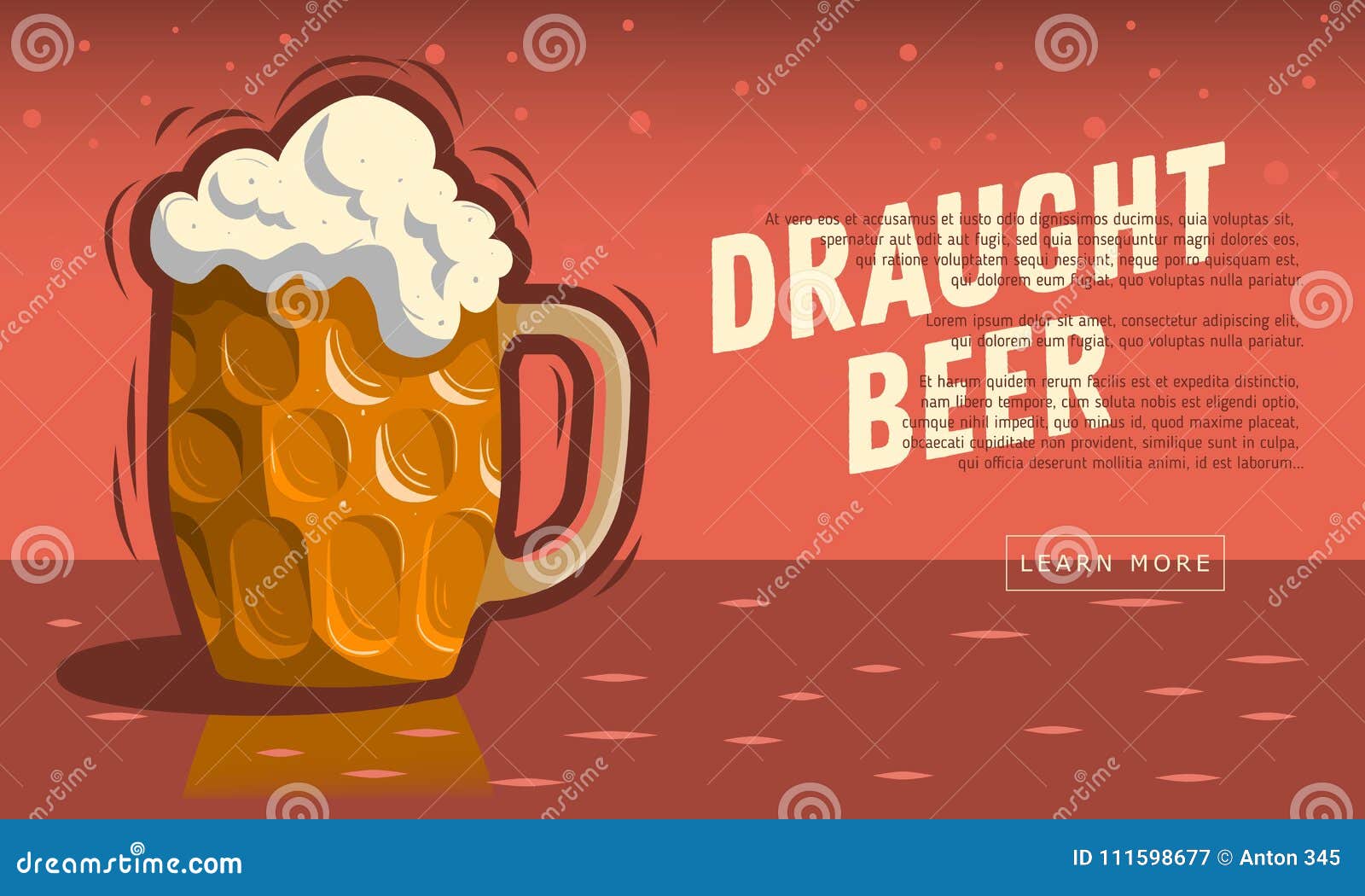 Glass Mug of Draft Beer with Foam. Stock Vector - Illustration of craft ...