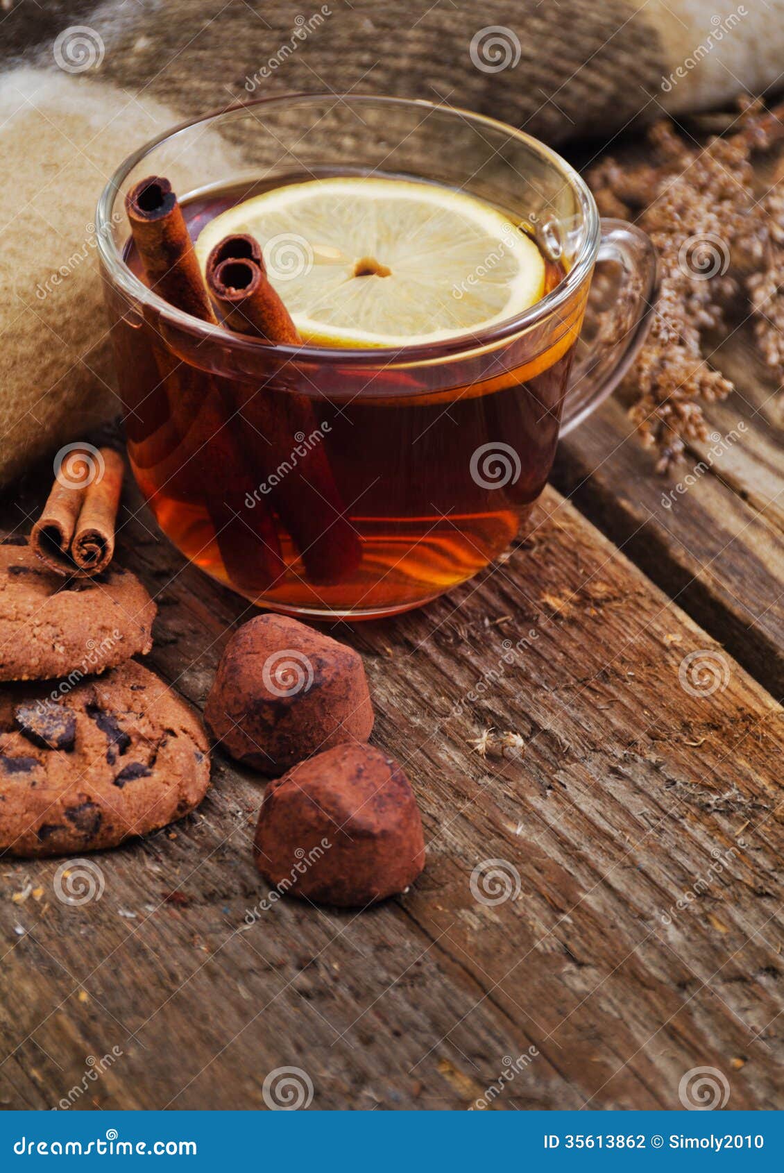 Glass Mug of Hot Drink with a Lemon and Cinnamon Stock Photo - Image of ...