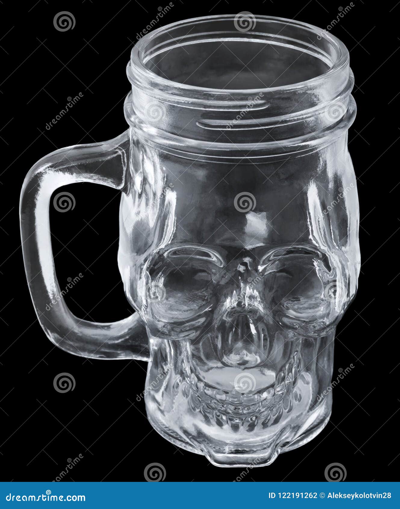 Glass Mug Skull with Handle, Isolated on Black Background Stock Photo ...