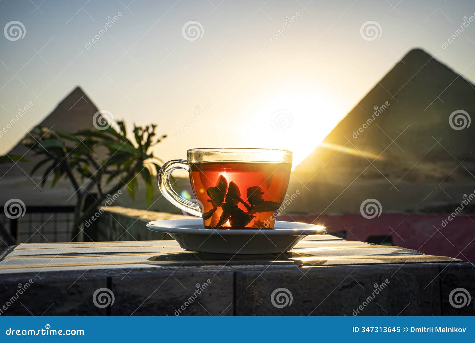 Glass Mug with Tea on Beautiful Background of the Main Attractions of ...