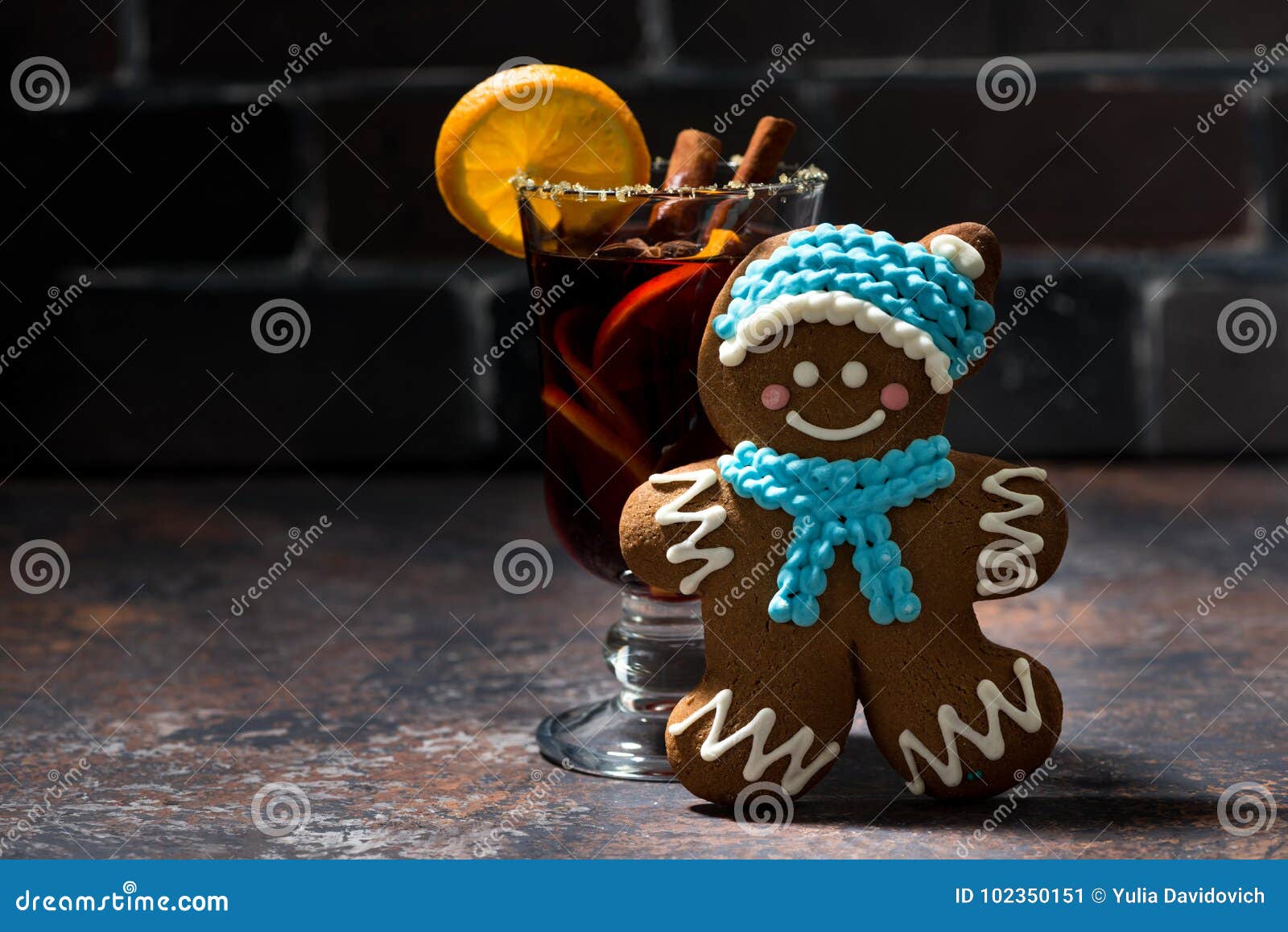 Glass of Mulled Wine and Gingerbread Man Stock Image - Image of fruit ...