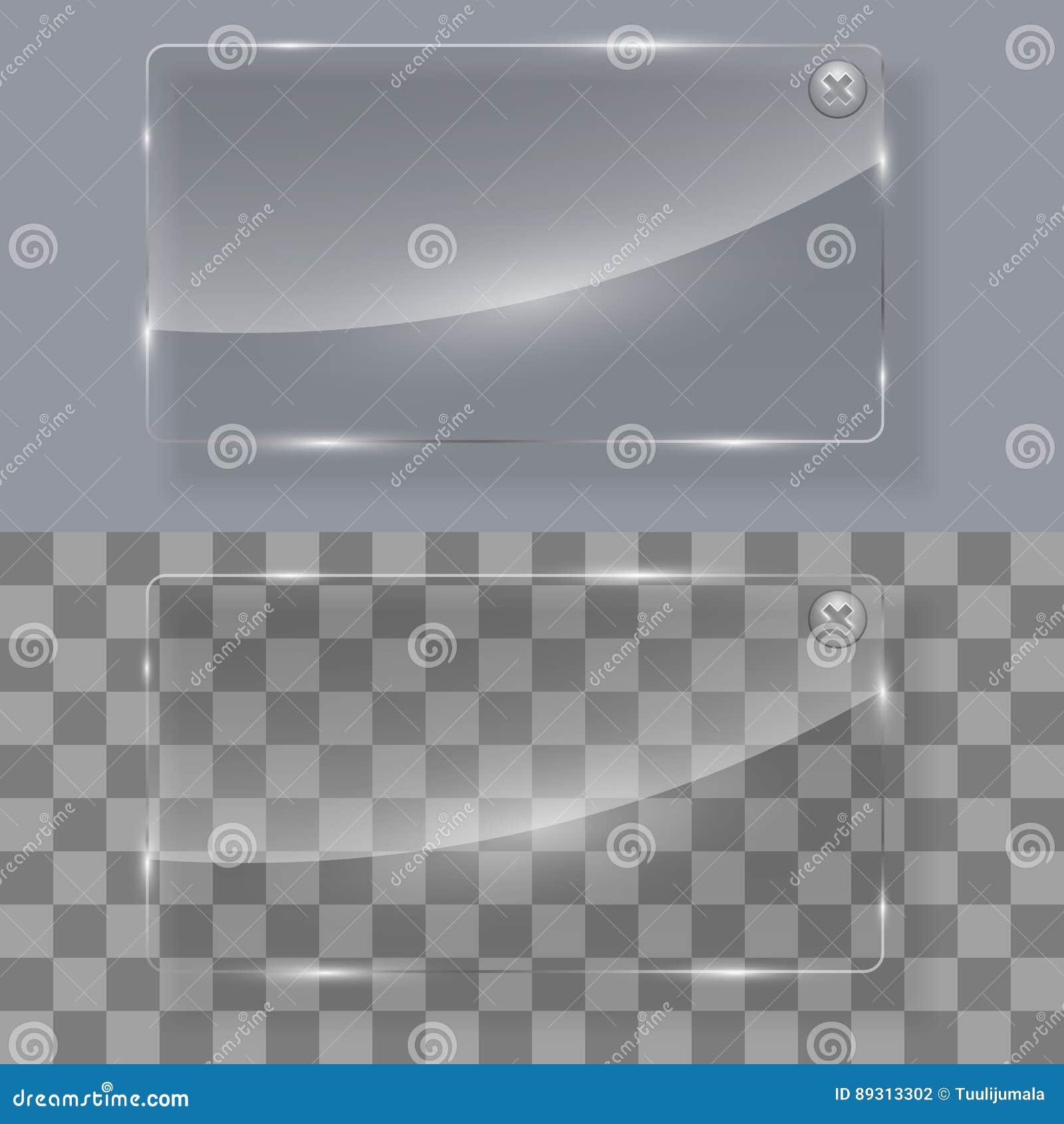 Glass Notification Plate with Close Button Stock Vector - Illustration ...