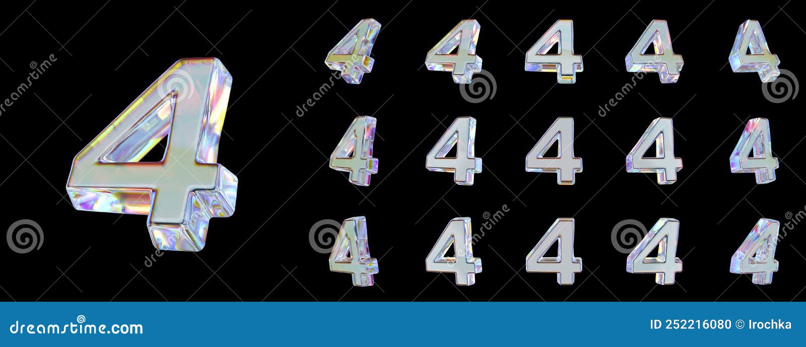 Glass Number 3 On A Black Background. 3D Render. Royalty-Free Stock ...