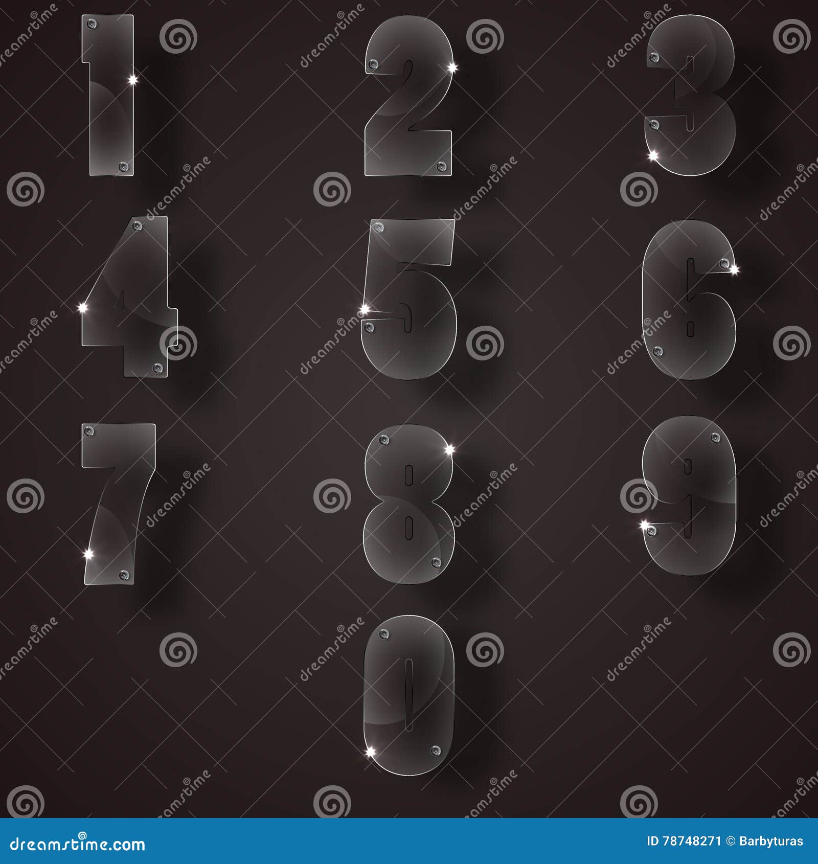 Glass Numbers on a Grey Background Stock Vector - Illustration of ...