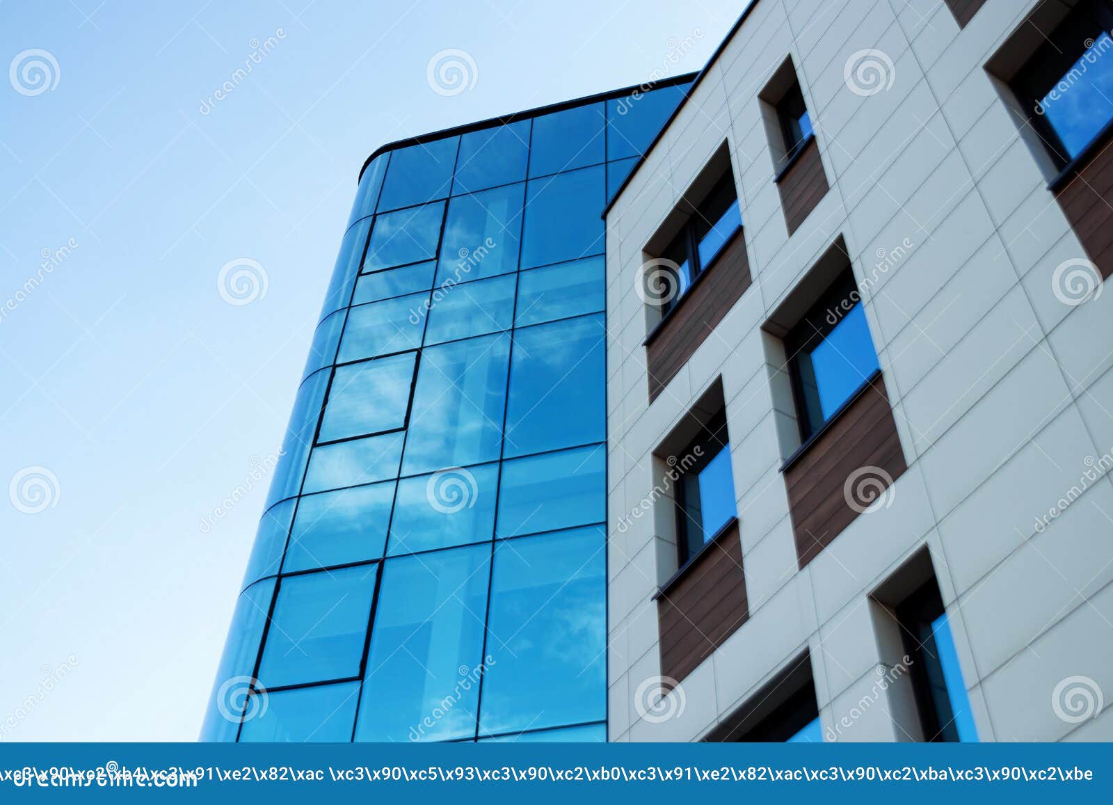 Glass Office Building, View of the Sky Reflected in the Windows ...