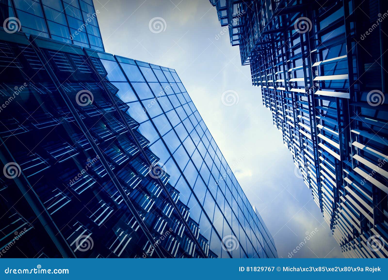 Glass Office Buildings with Cloudy Sky Stock Image - Image of financial ...