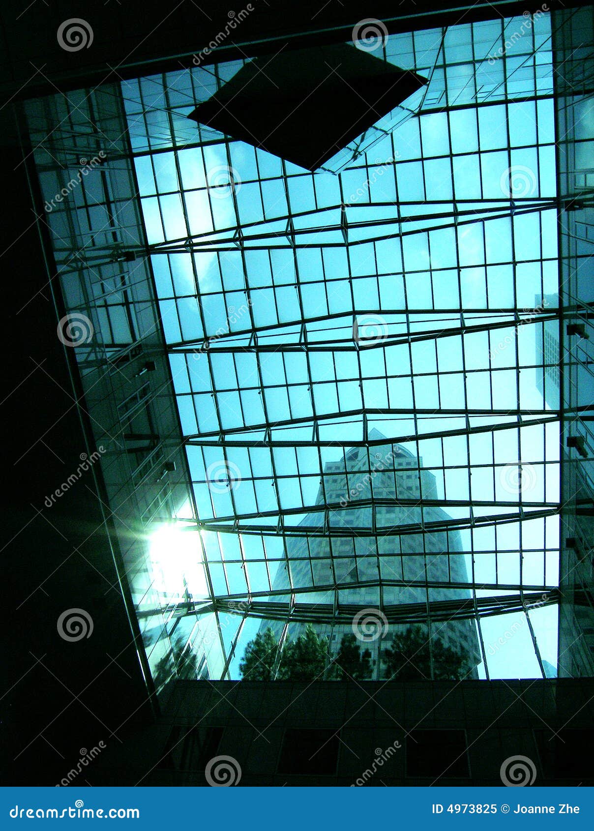 Glass of Office Tower Building & Sunburst Stock Image - Image of bars ...