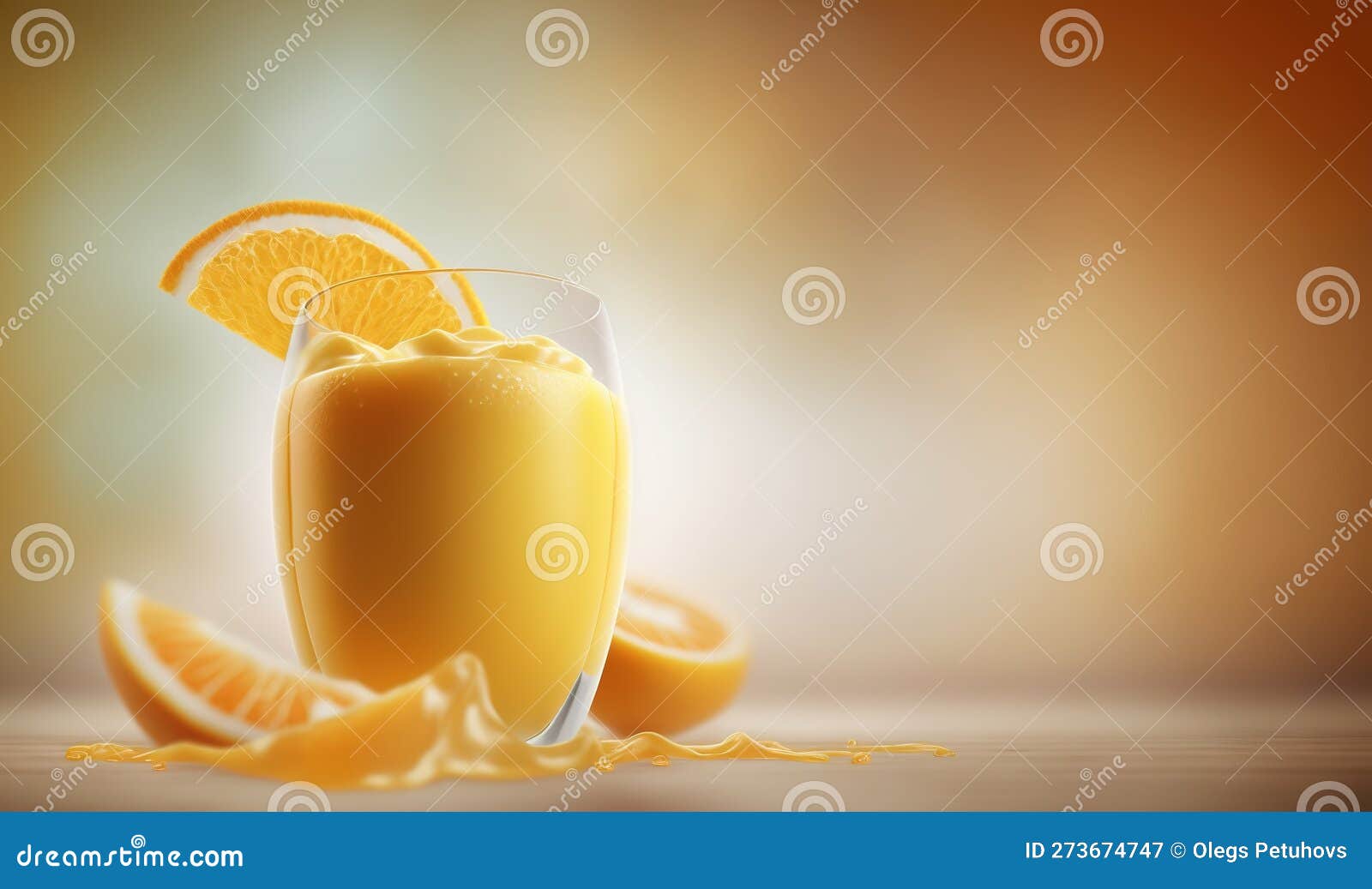 A Glass of Orange Juice with a Slice of Orange on the Side Stock ...
