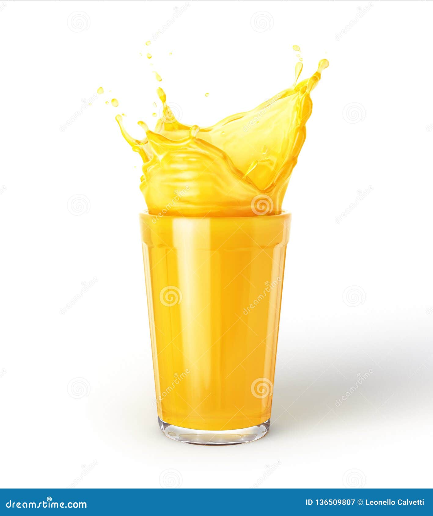 Glass of Orange Juice with Splash, Isolated on White Background Stock ...