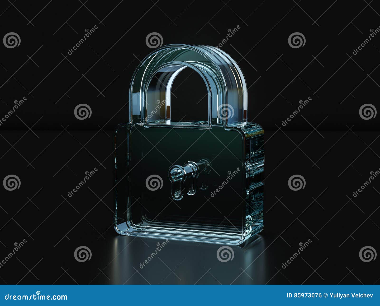 Glass Padlock Symbol 3D Illustration Stock Illustration - Illustration ...
