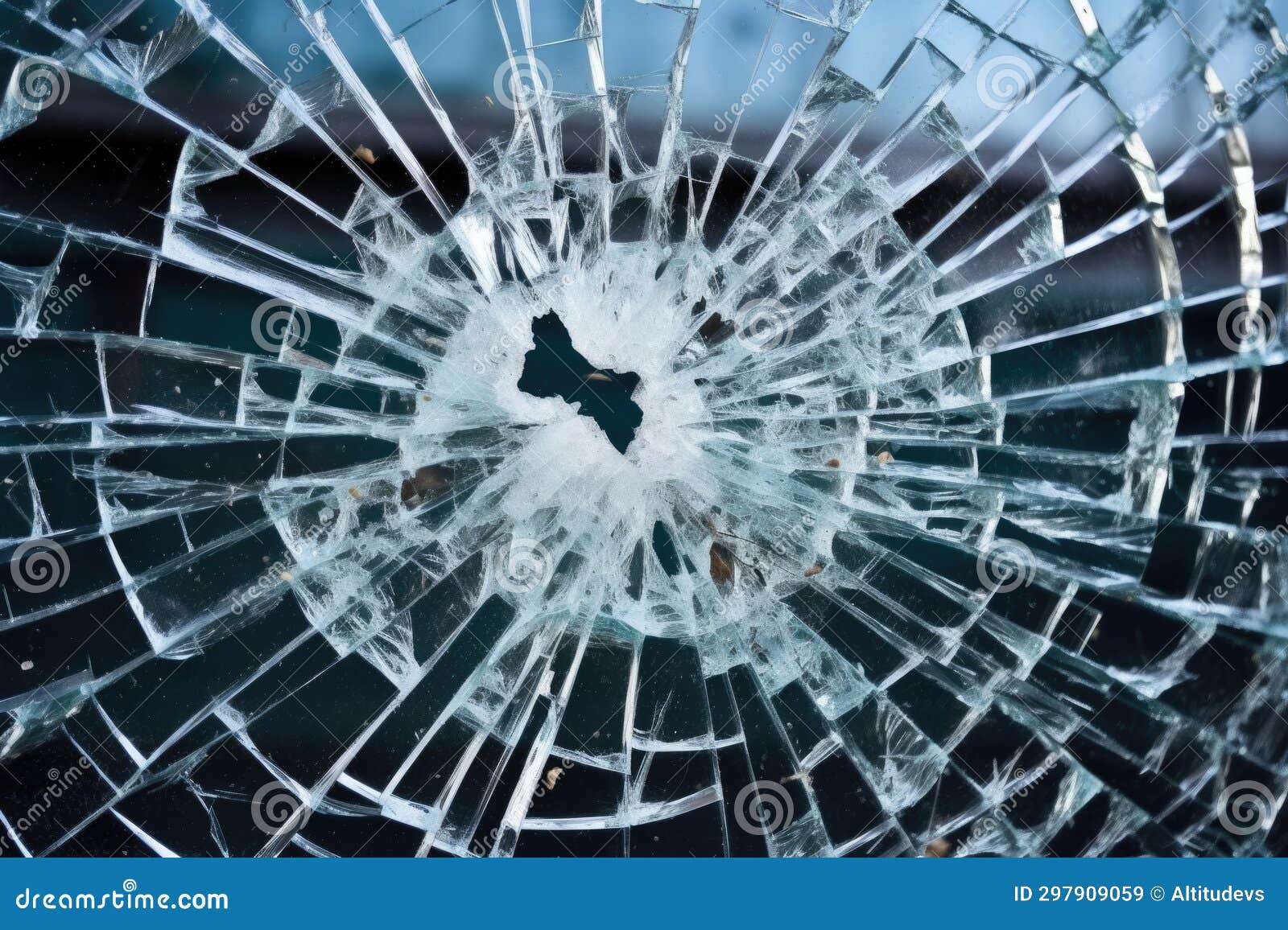 Glass Pane Broken with Hole in the Center Stock Image - Image of repair ...