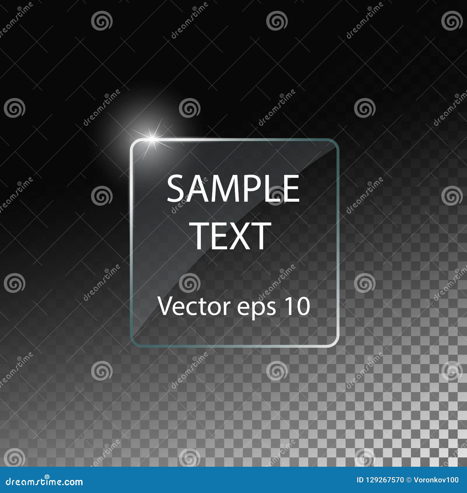 Glass Panel on Transparent Background. with Space for Text. Vector ...