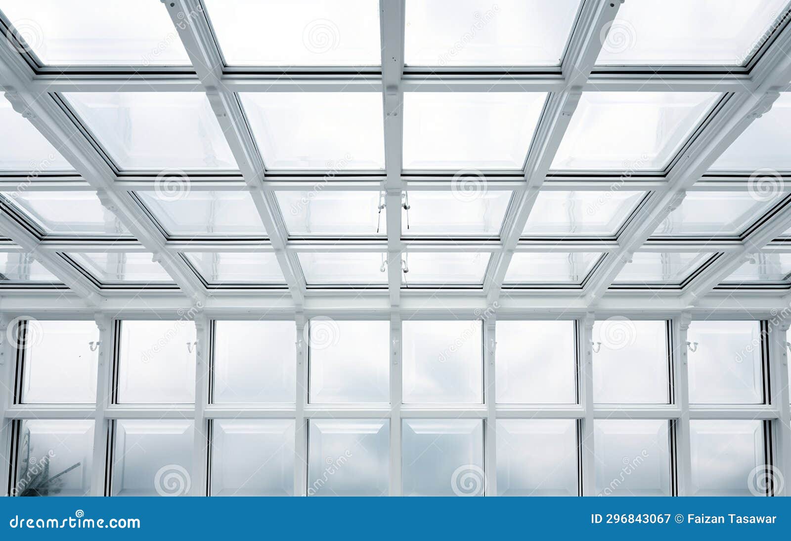 Glass Panels on a White Ceiling Background -Generative Ai Stock ...