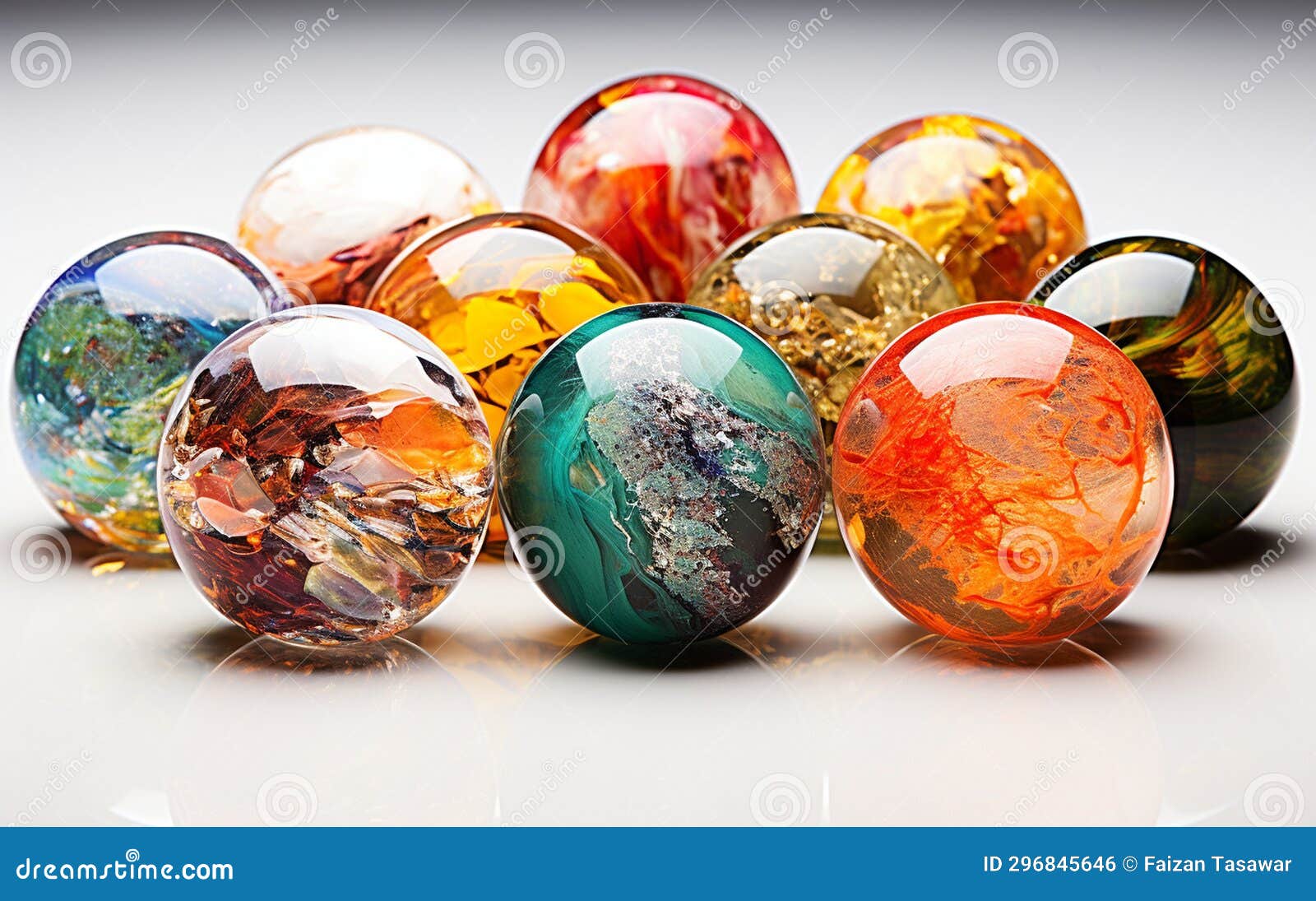 Glass Paperweights Against a White Backdrop -Generative Ai Stock Photo ...