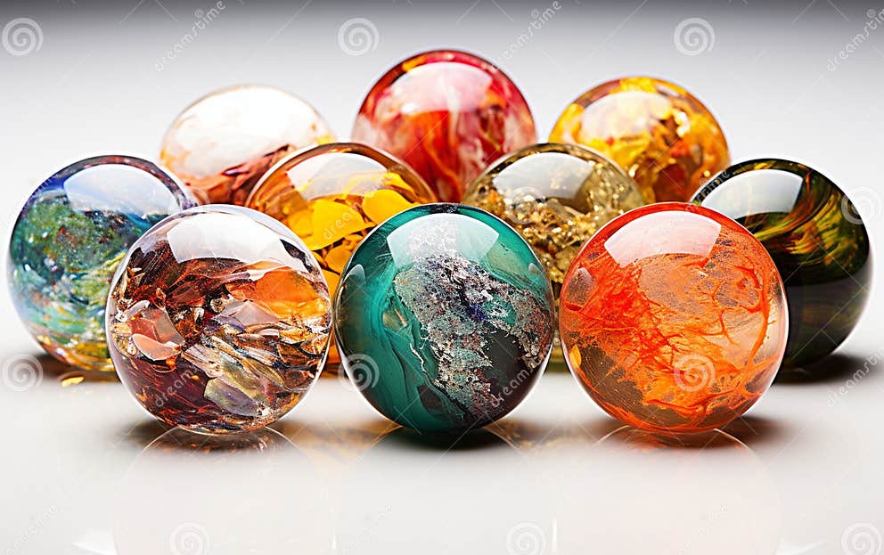 Glass Paperweights Against a White Backdrop -Generative Ai Stock Photo ...