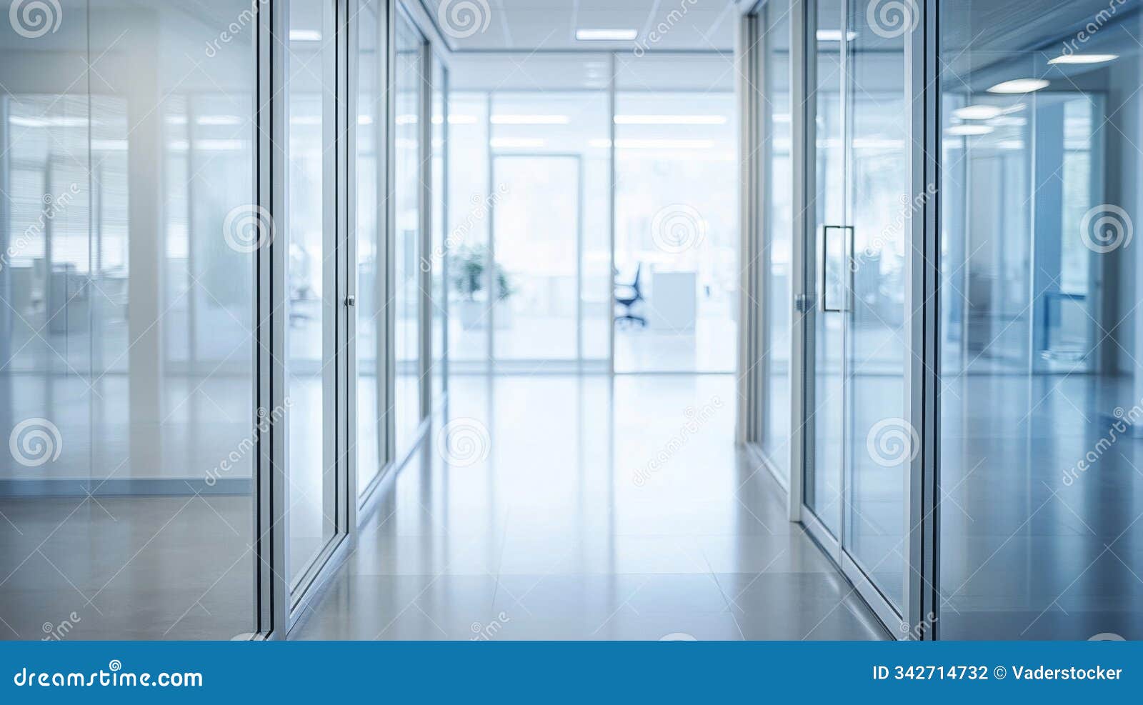 Glass Partition Walls in a Modern Office Corridor Stock Illustration ...