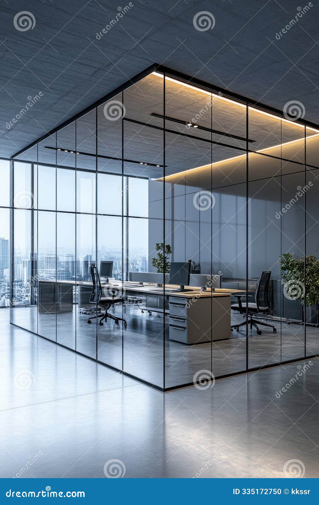 Glass Partitioned, Sleek Modern Office Featuring a Glass Partition ...