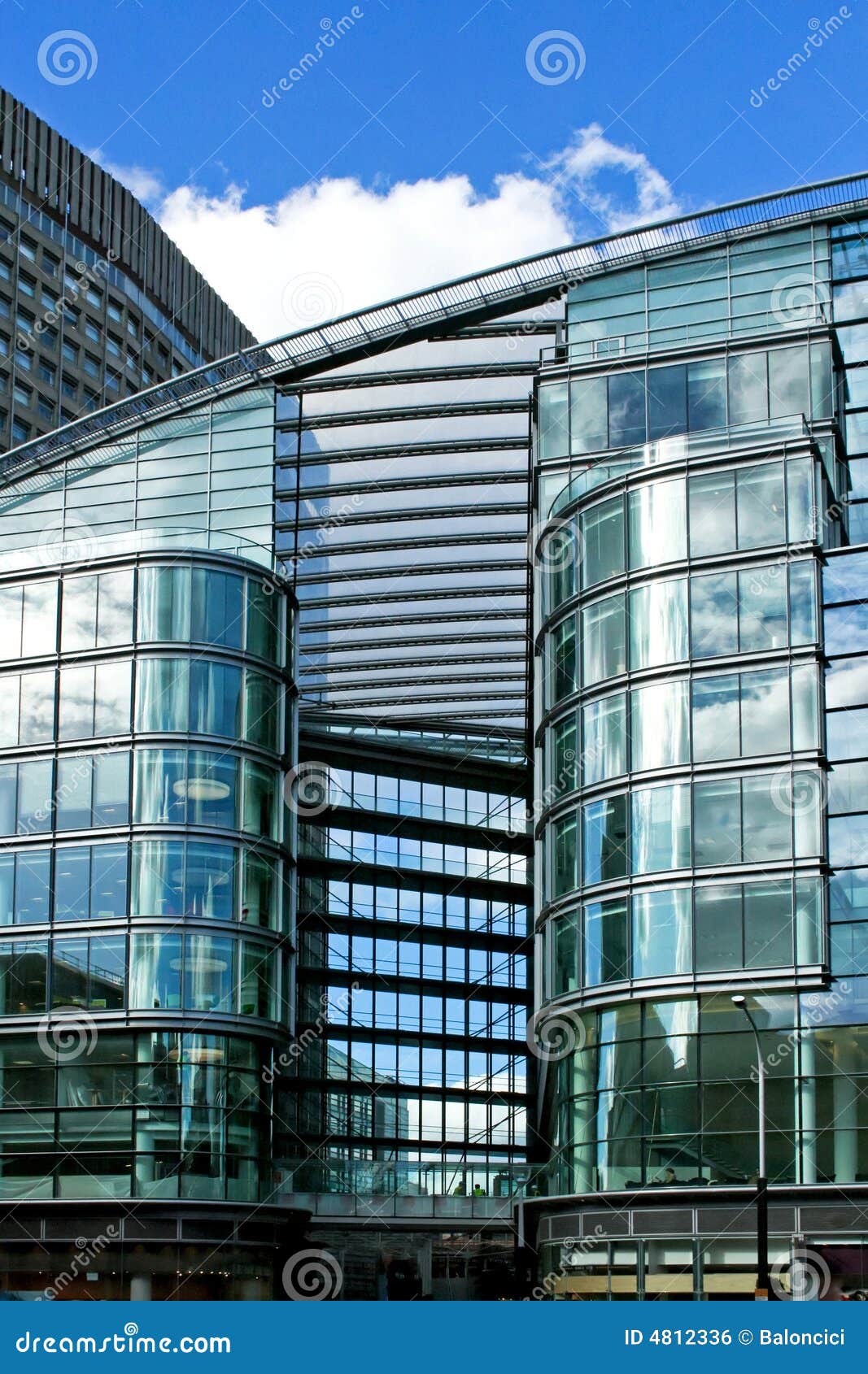 Glass passage stock photo. Image of office, company, blue - 4812336