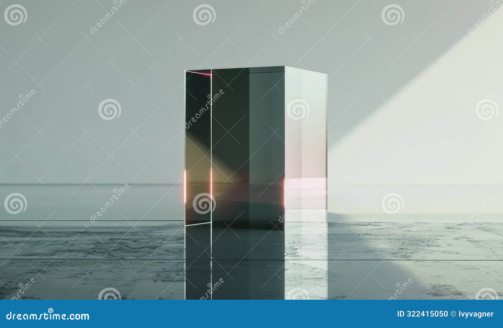 Glass Pedestal with Reflective Surface, Abstract Geometric Backdrop ...
