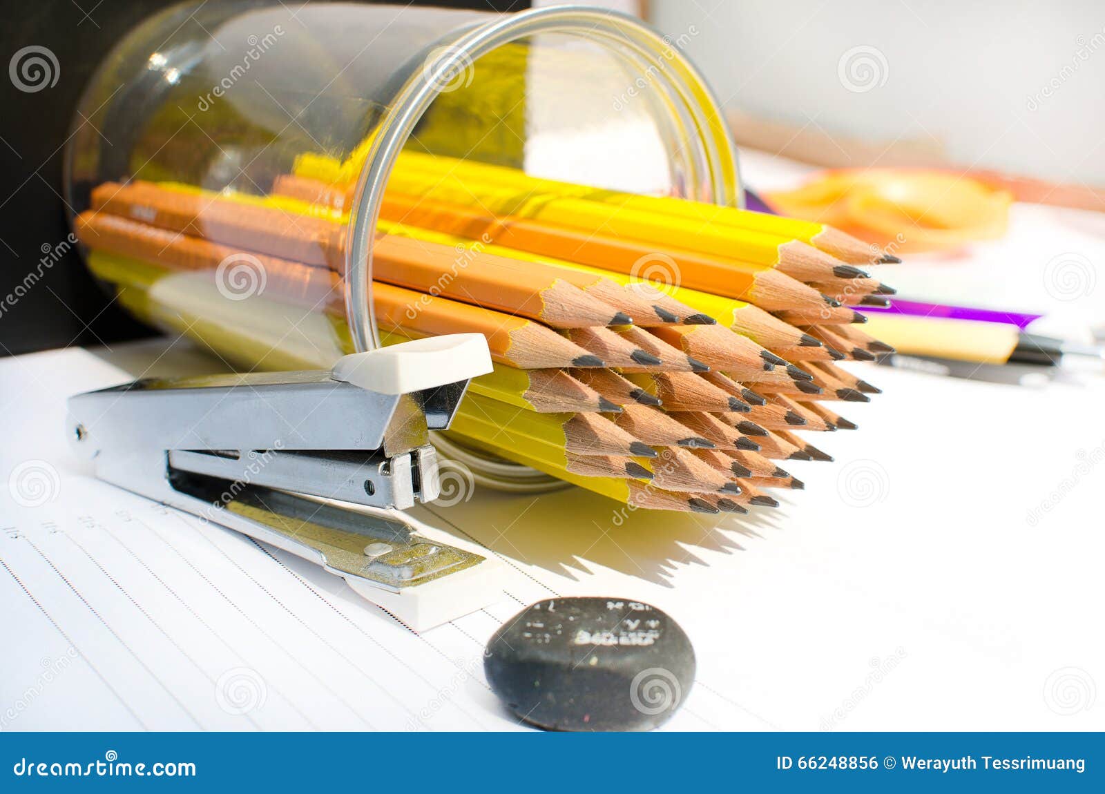 Glass Pencil for Work in Office Stock Photo - Image of business, space ...