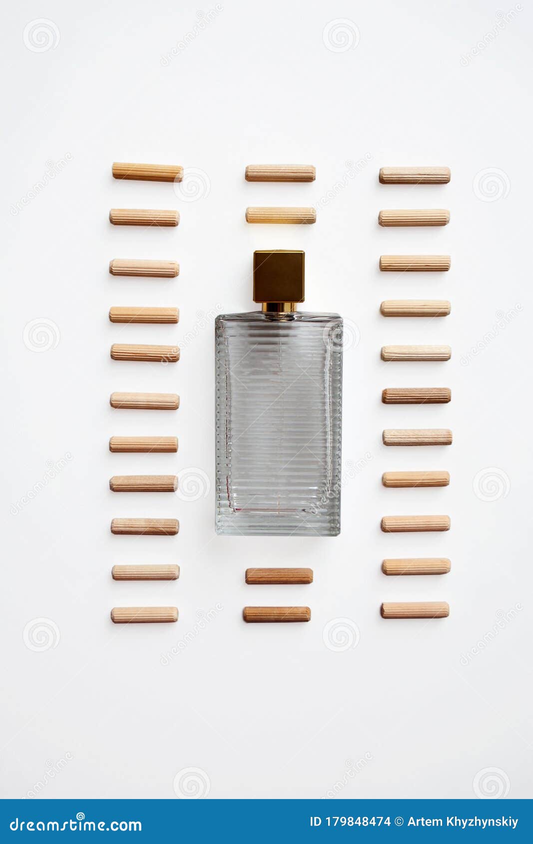 Glass Perfume Bottle in Wooden Pattern Frame Stock Photo - Image of ...