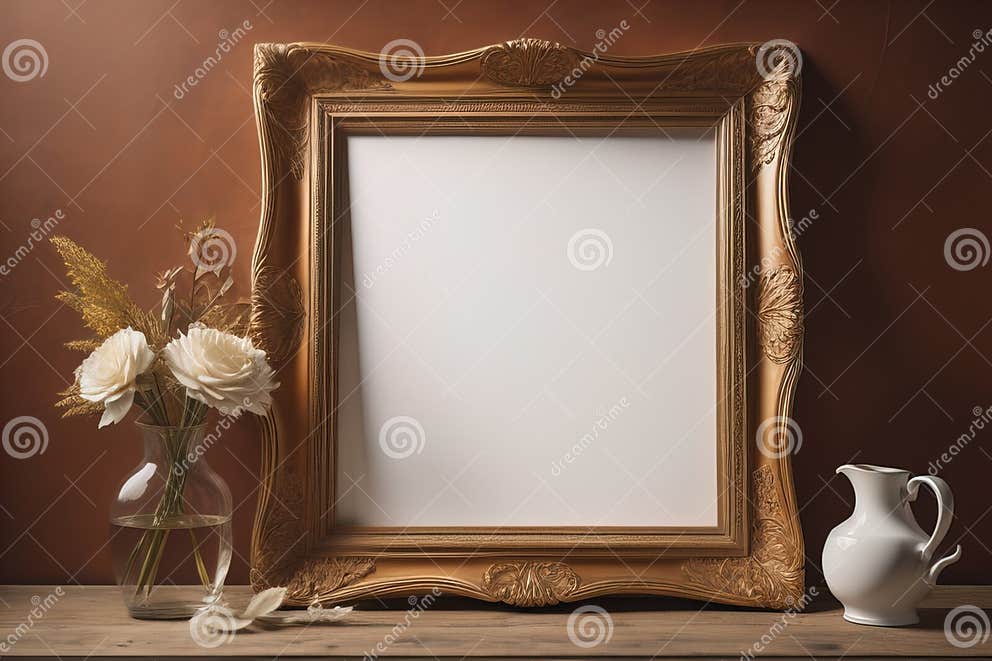 Glass Picture Frame on a Solid Color Background. Ai Generative Stock ...