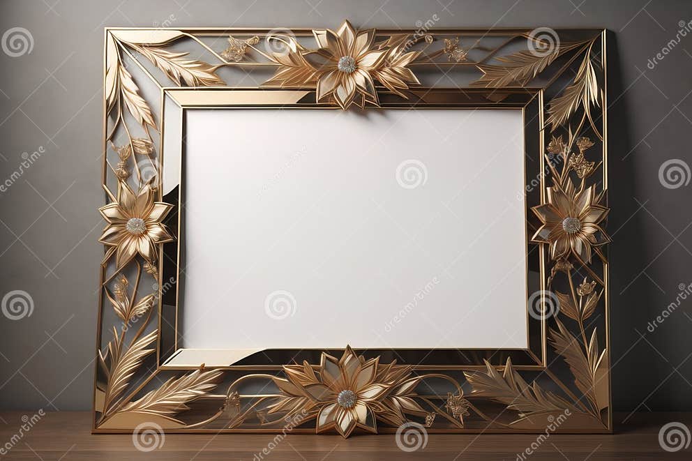 Glass Picture Frame on a Solid Color Background. Ai Generative Stock ...