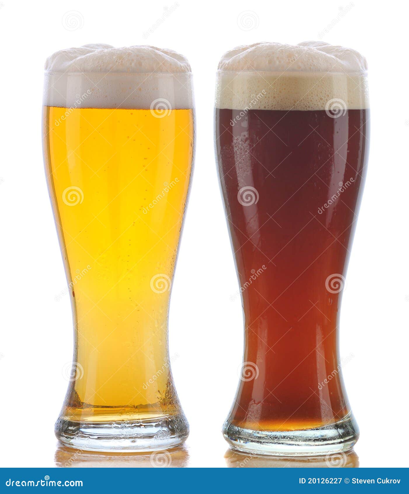 Glass of Pilsner and Dark Ale Stock Image - Image of froth, pint: 20126227