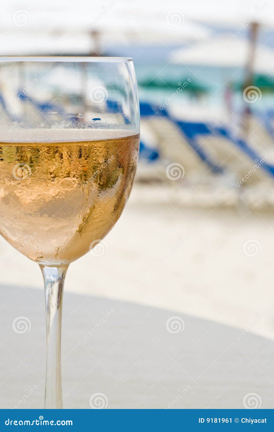 Glass of Pink Wine on the Beach Stock Image - Image of caribbean ...