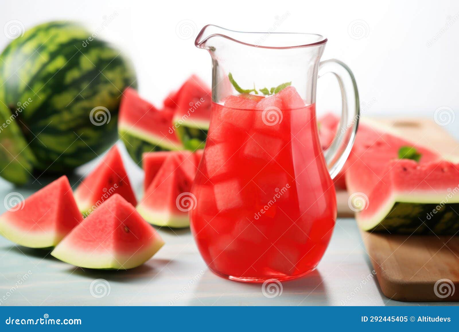 Glass Pitcher Filled with Juice and Watermelon Cutouts Stock ...