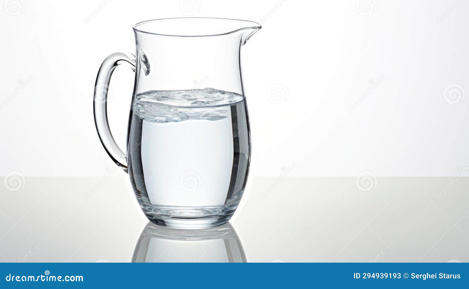 A Glass Pitcher Filled with Water on a White Surface, AI Stock Image ...