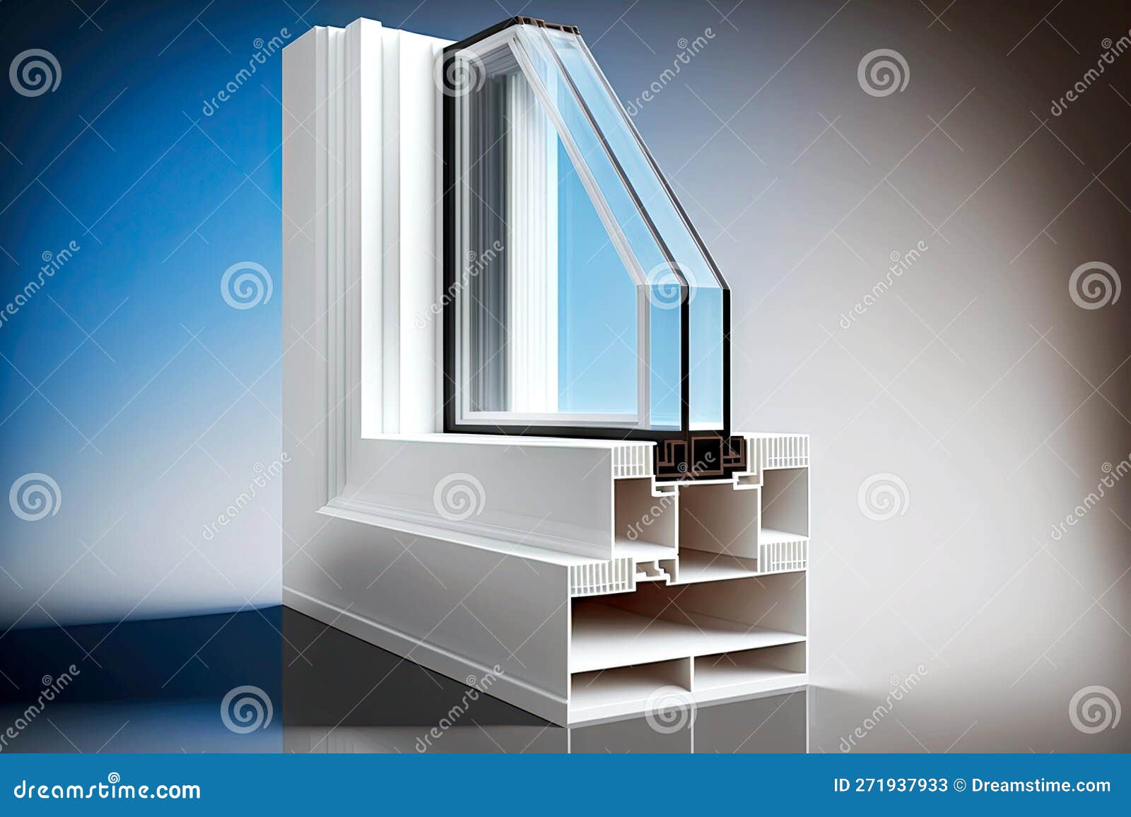Glass and Plastic Windows Profile on Windowsill Stock Illustration ...