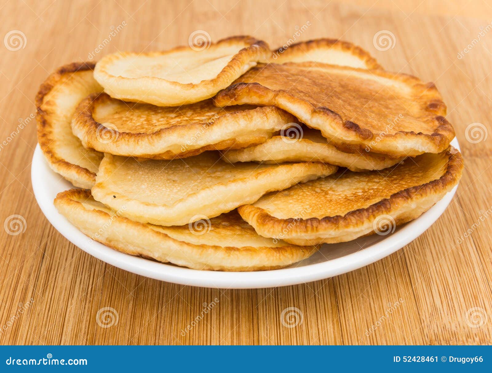 Glass Plate of Pancakes on Table Stock Image - Image of wooden, table ...