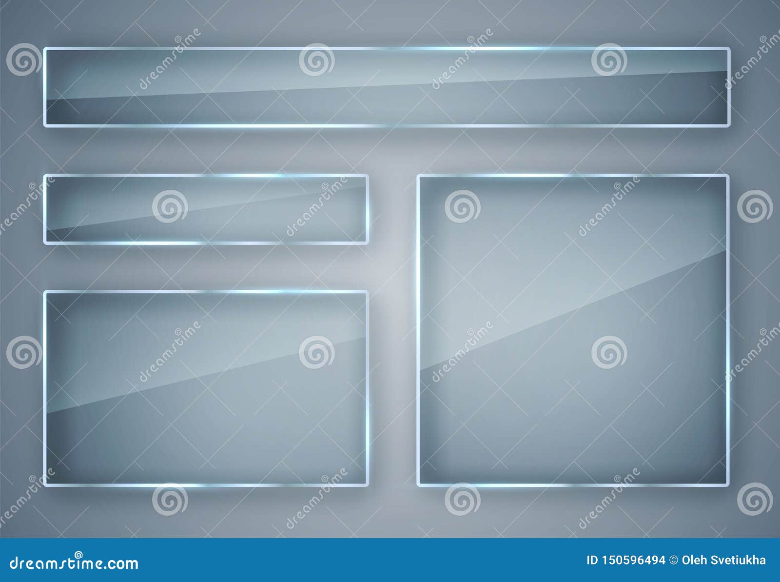 Glass Plates, Set Of Different Glass Shapes, Glass Frames Isolated On ...