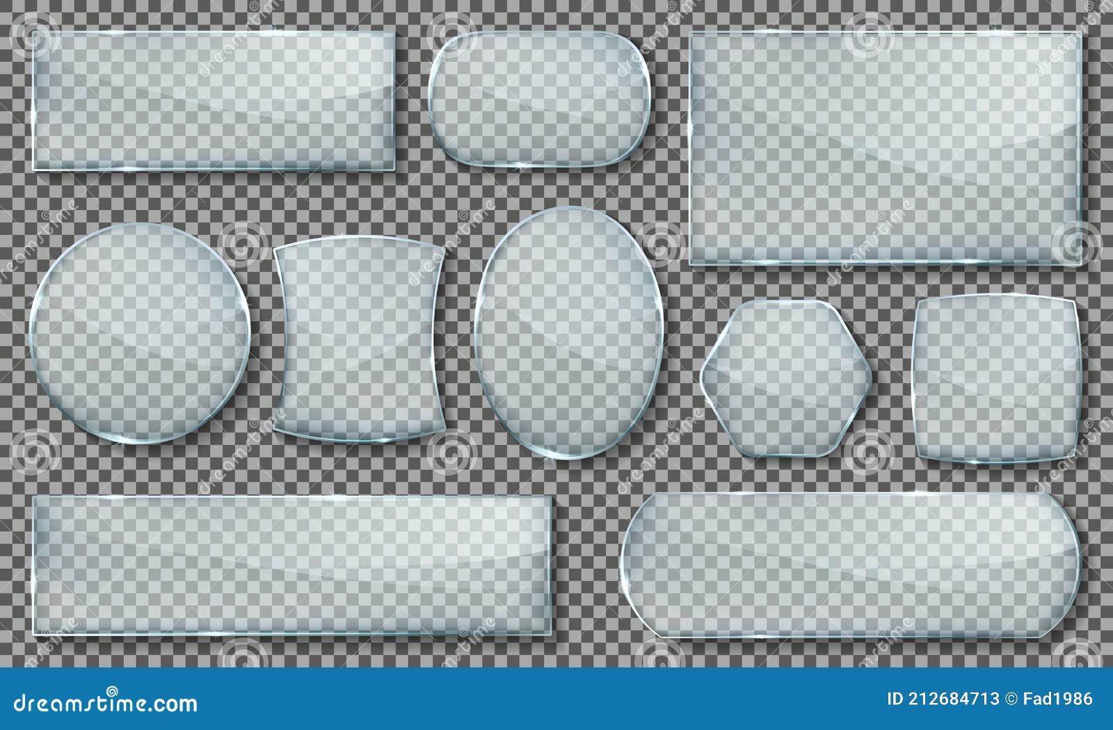 Glass Plates Set. Glass Banners on Transparent Background Stock Vector ...