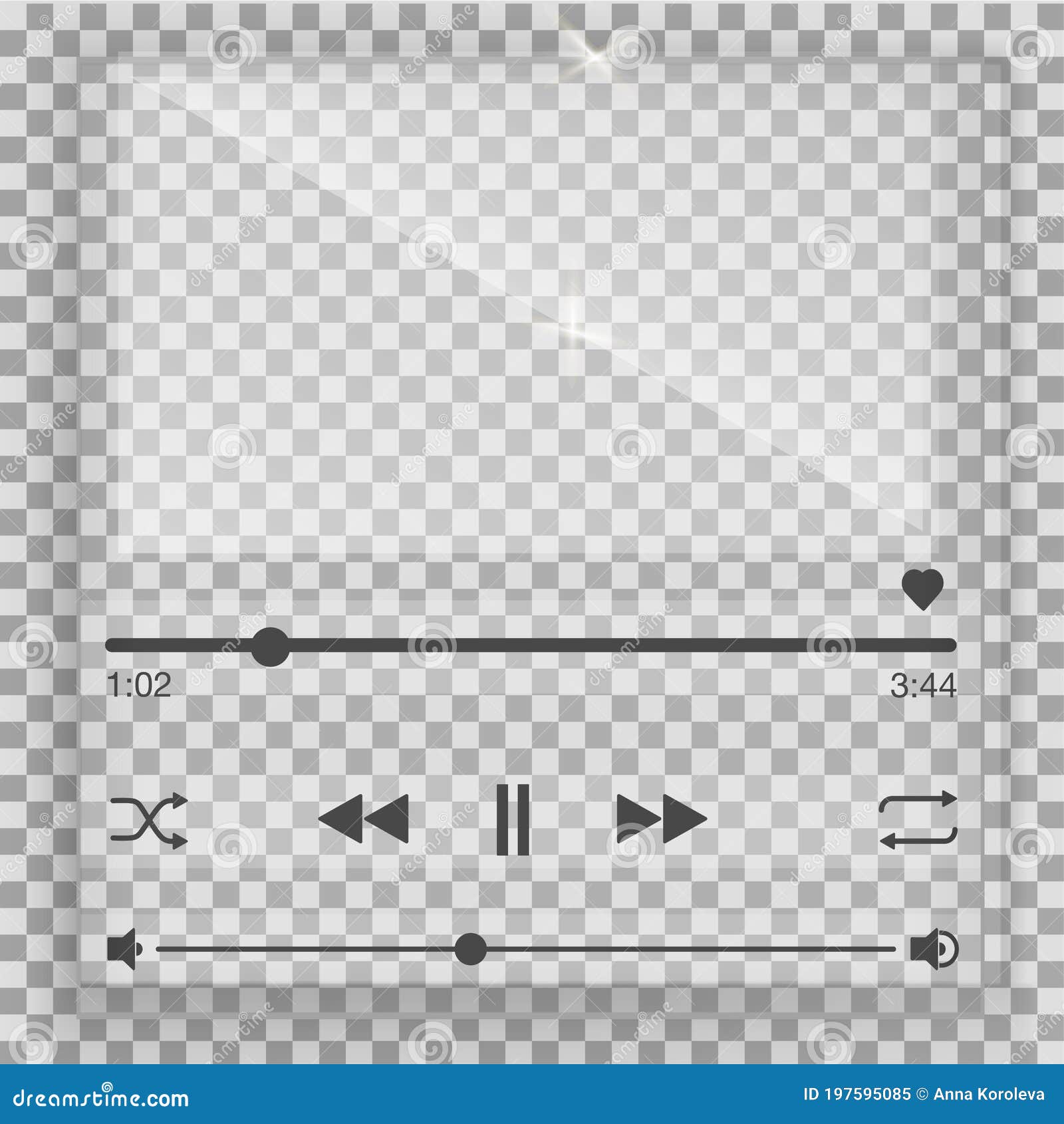 Glass Player Interface, Transparent Window with Play Stock Vector ...