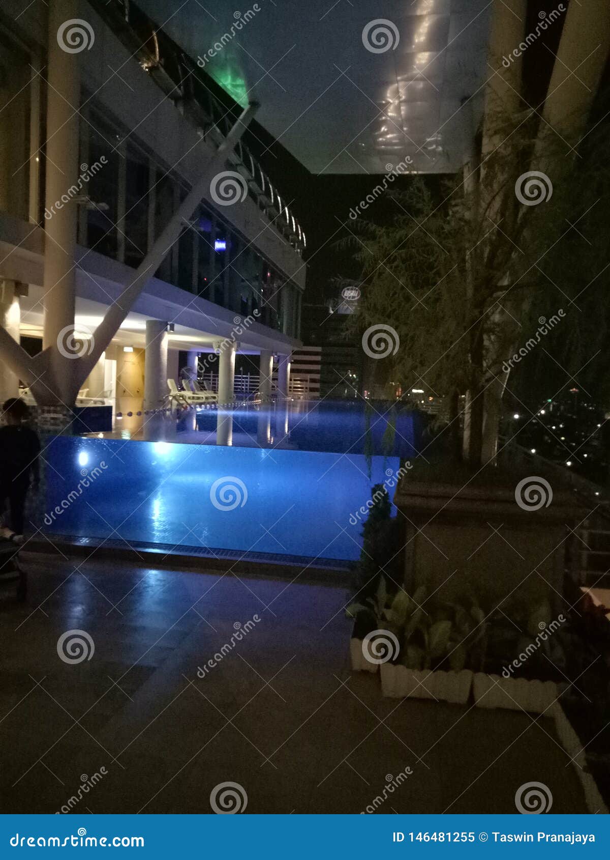 Glass pool above the hotel stock image. Image of hotel - 146481255