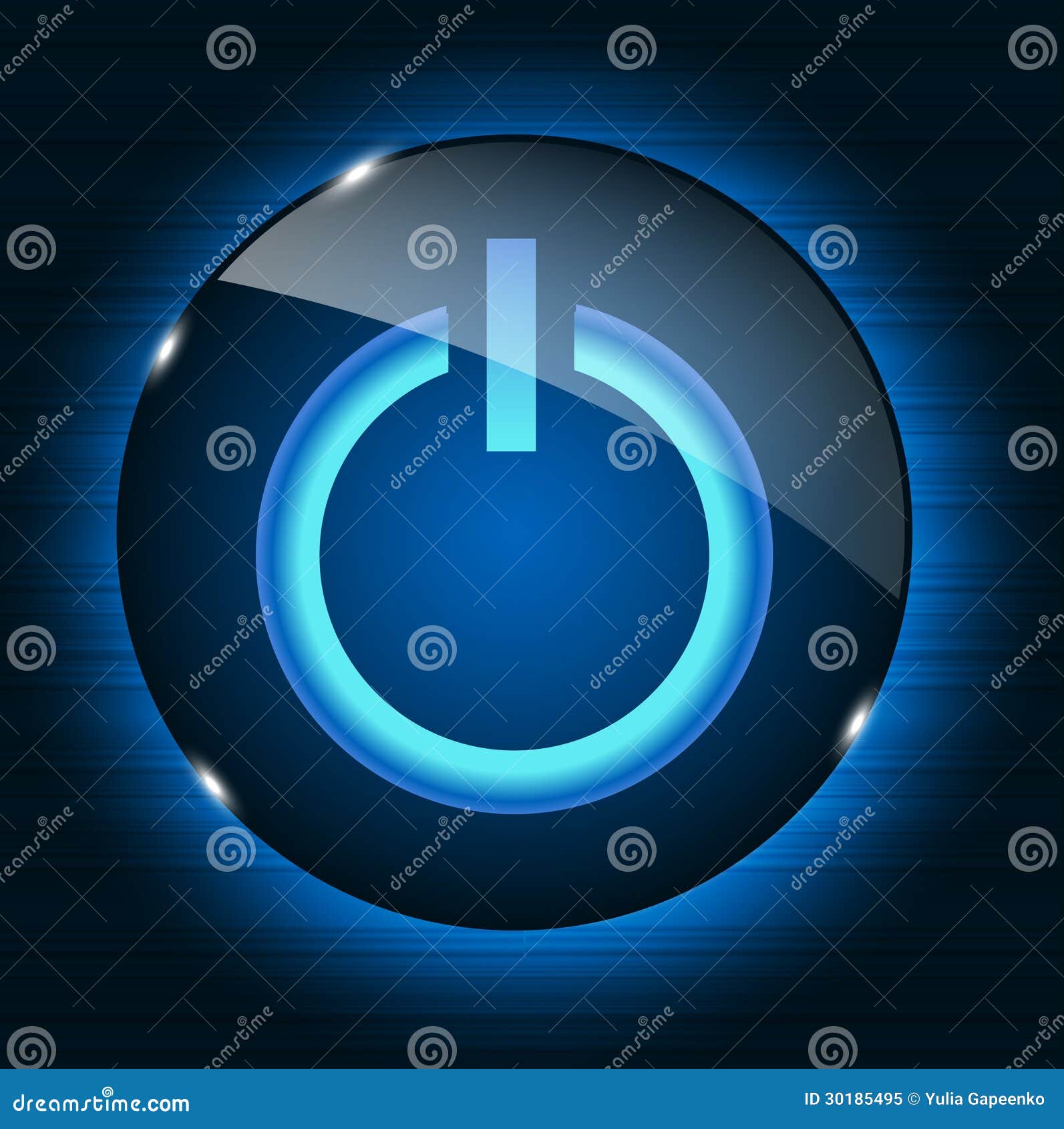 Glass Power Button Icon on Abstract Background. Stock Vector ...