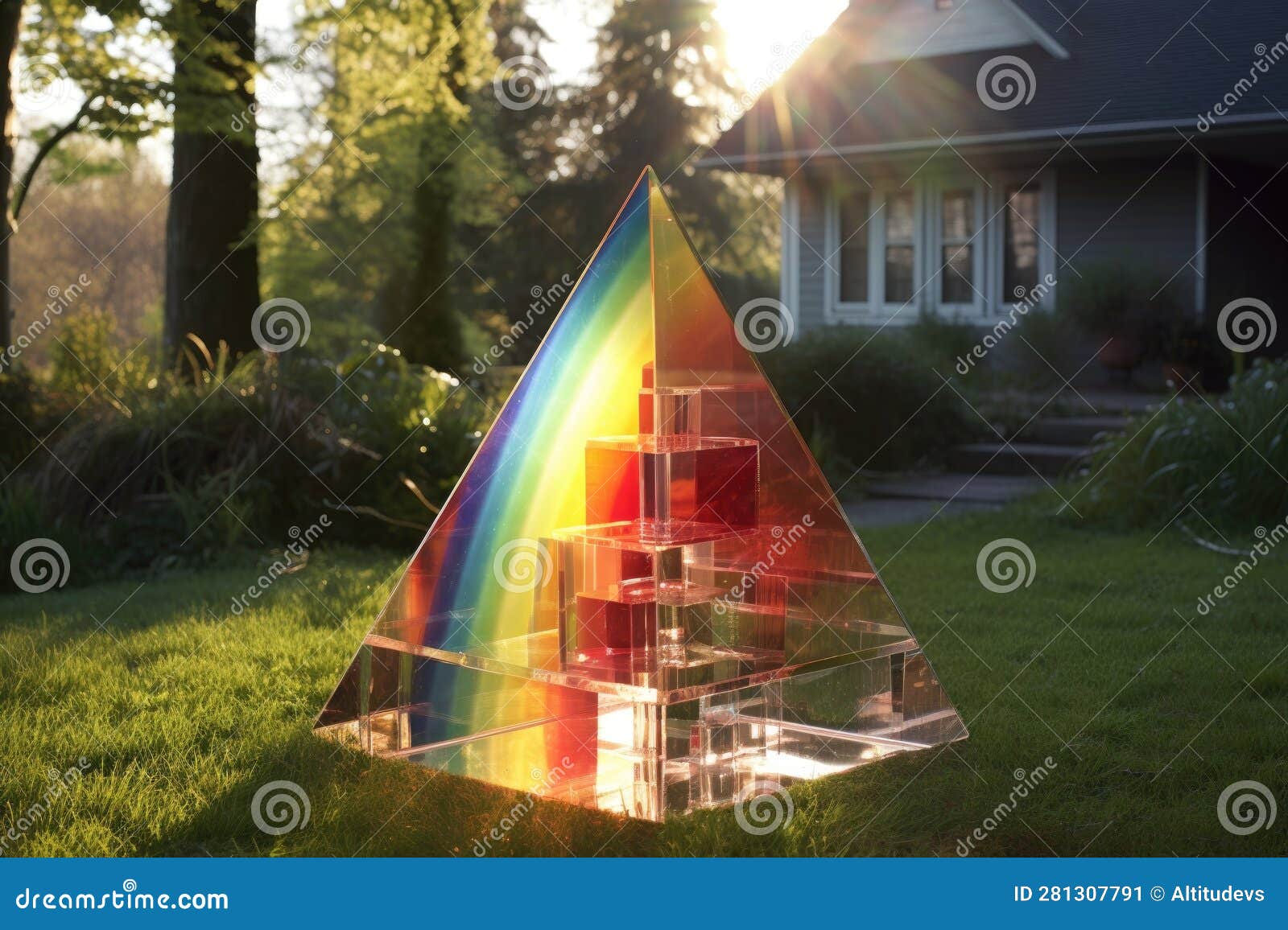 Prism Splitting White Light Into Colors Close Up On Black Background In ...