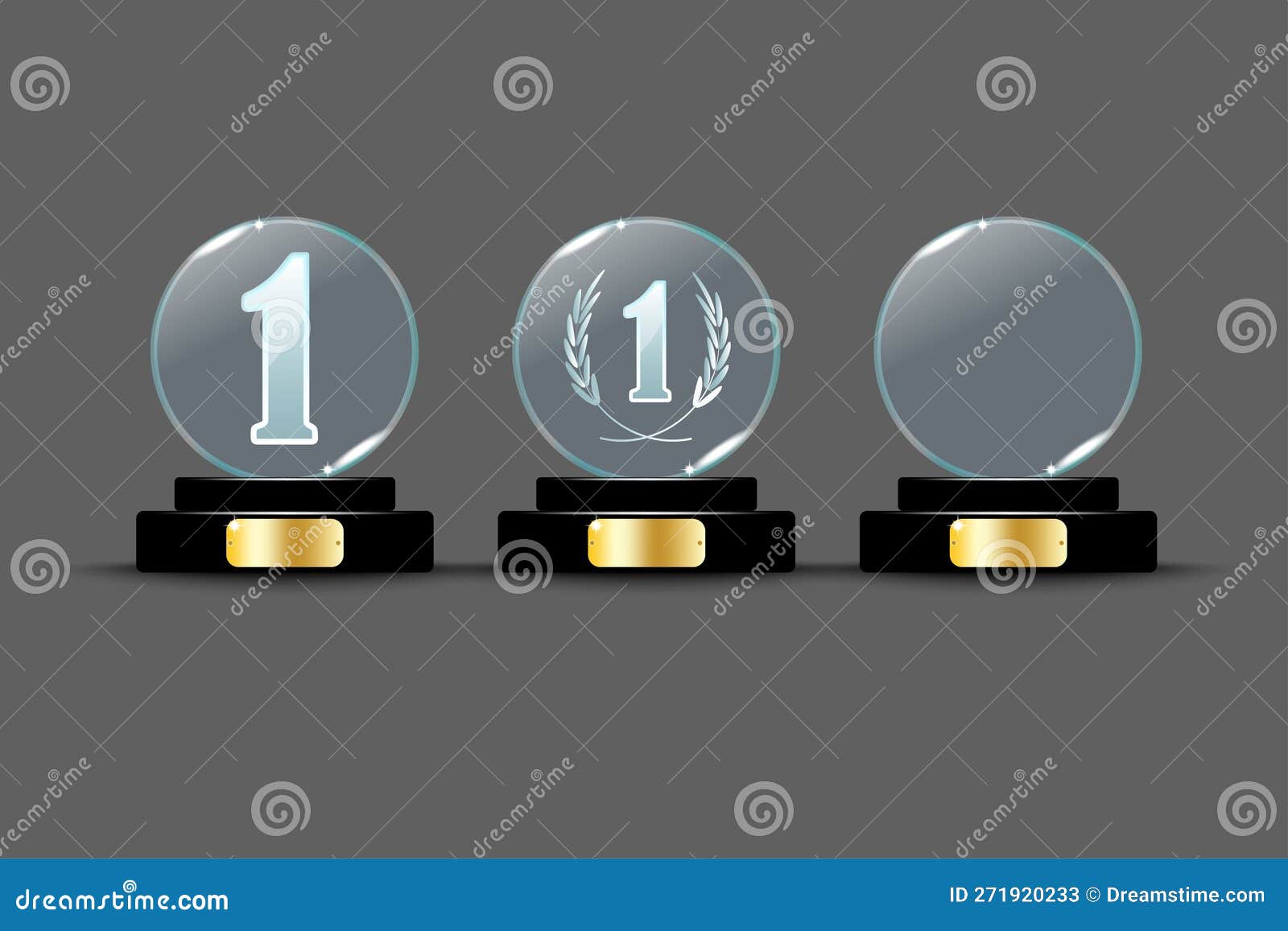 Glass Prizes on a Stand. Award Background. Glass Prizes in Different ...