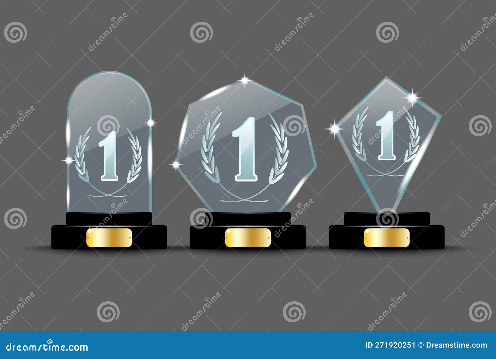 Glass Prizes on a Stand. Award Background. Glass Prizes in Different ...