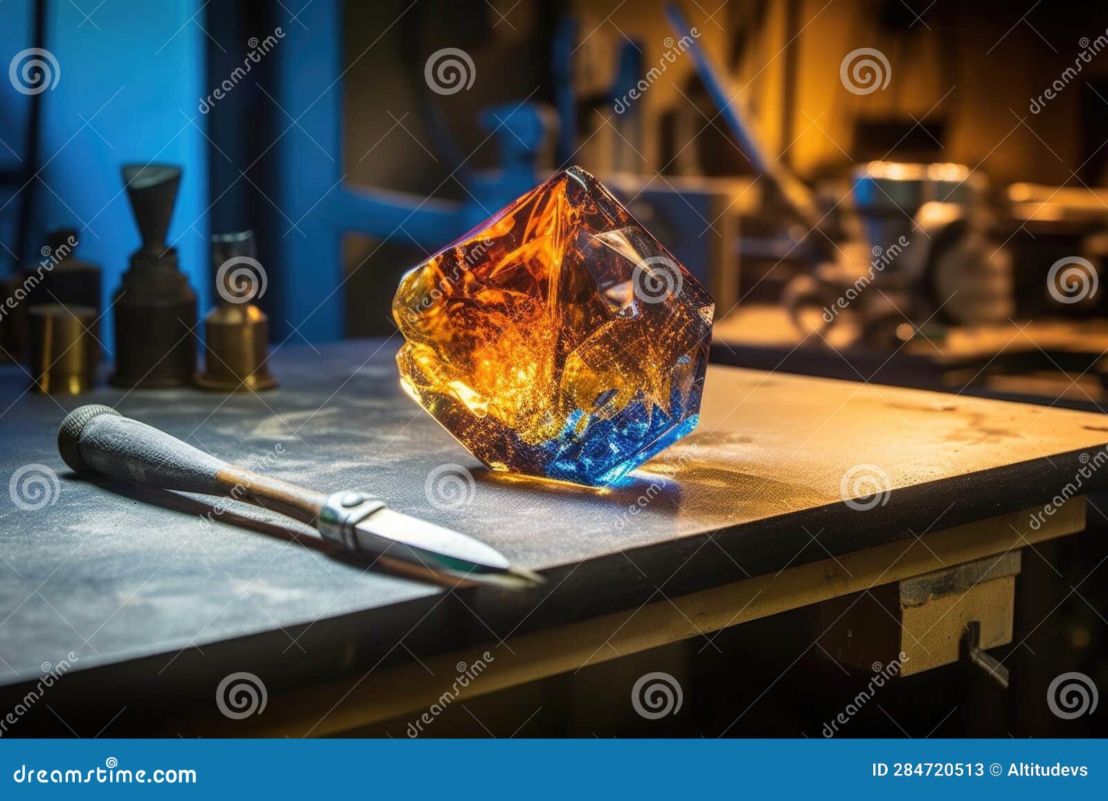 Glass Process with a Diamond Tool on a Workbench Stock Image - Image of ...