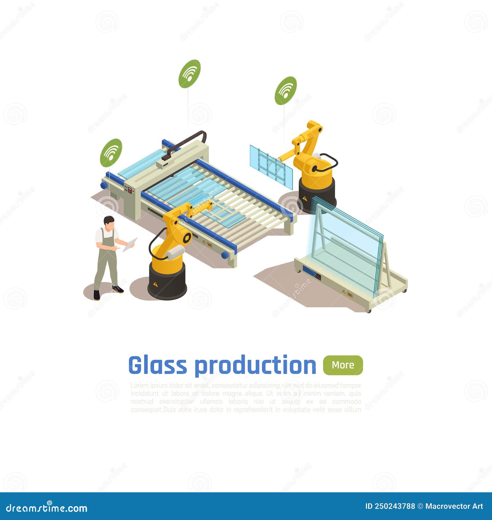 Glass Production Isometric Composition Stock Vector - Illustration of ...